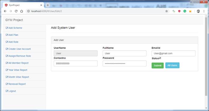 Angular 7 Project With ASP.NET CORE APIs (Gym Project)